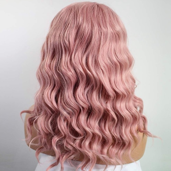 Accessories | 16 Pink Curly Wavy Bob Lace Front Wig Nwt | Poshmark